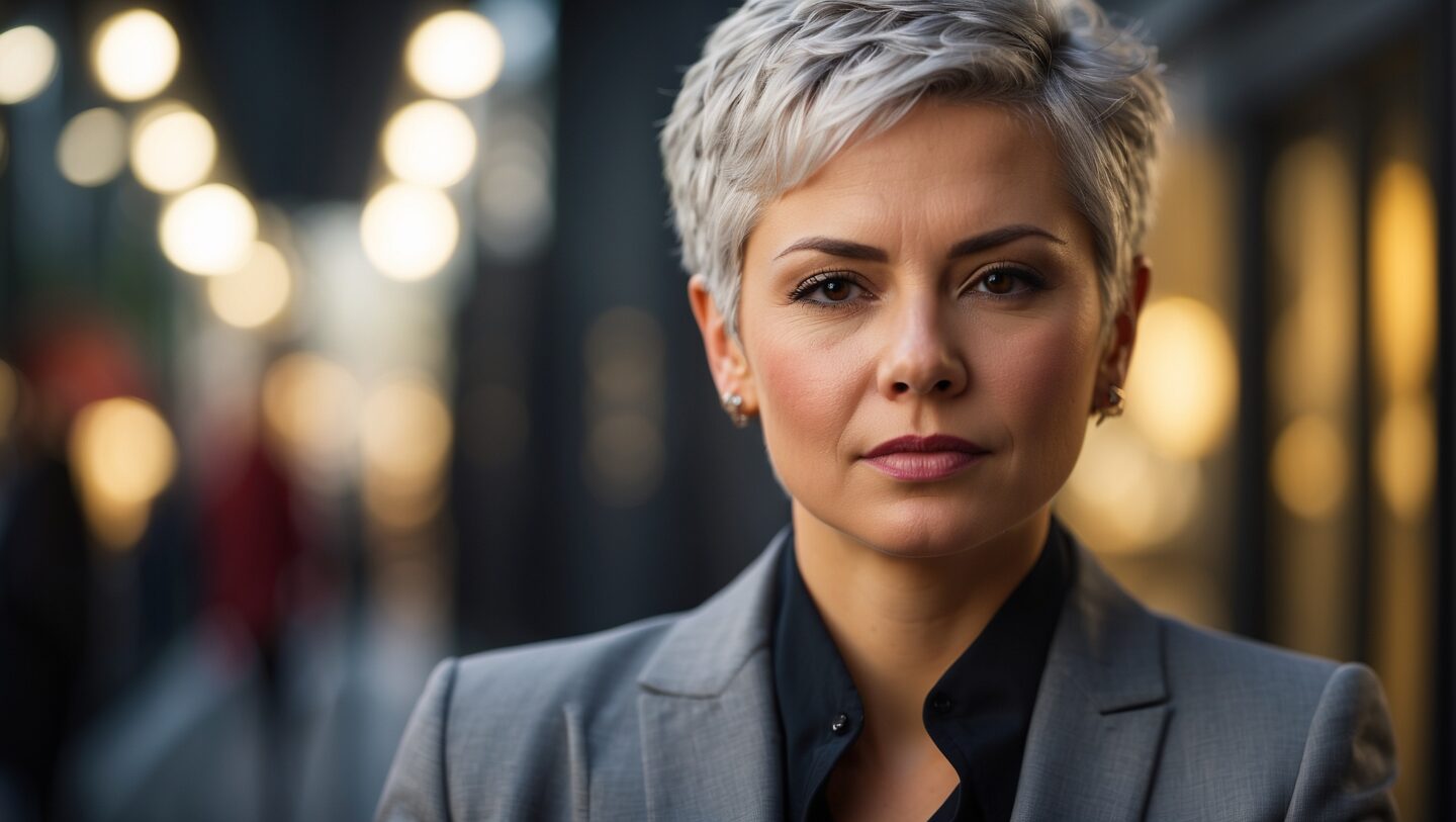BEST Short Haircuts When Growing Out Gray Hair [With Photos]